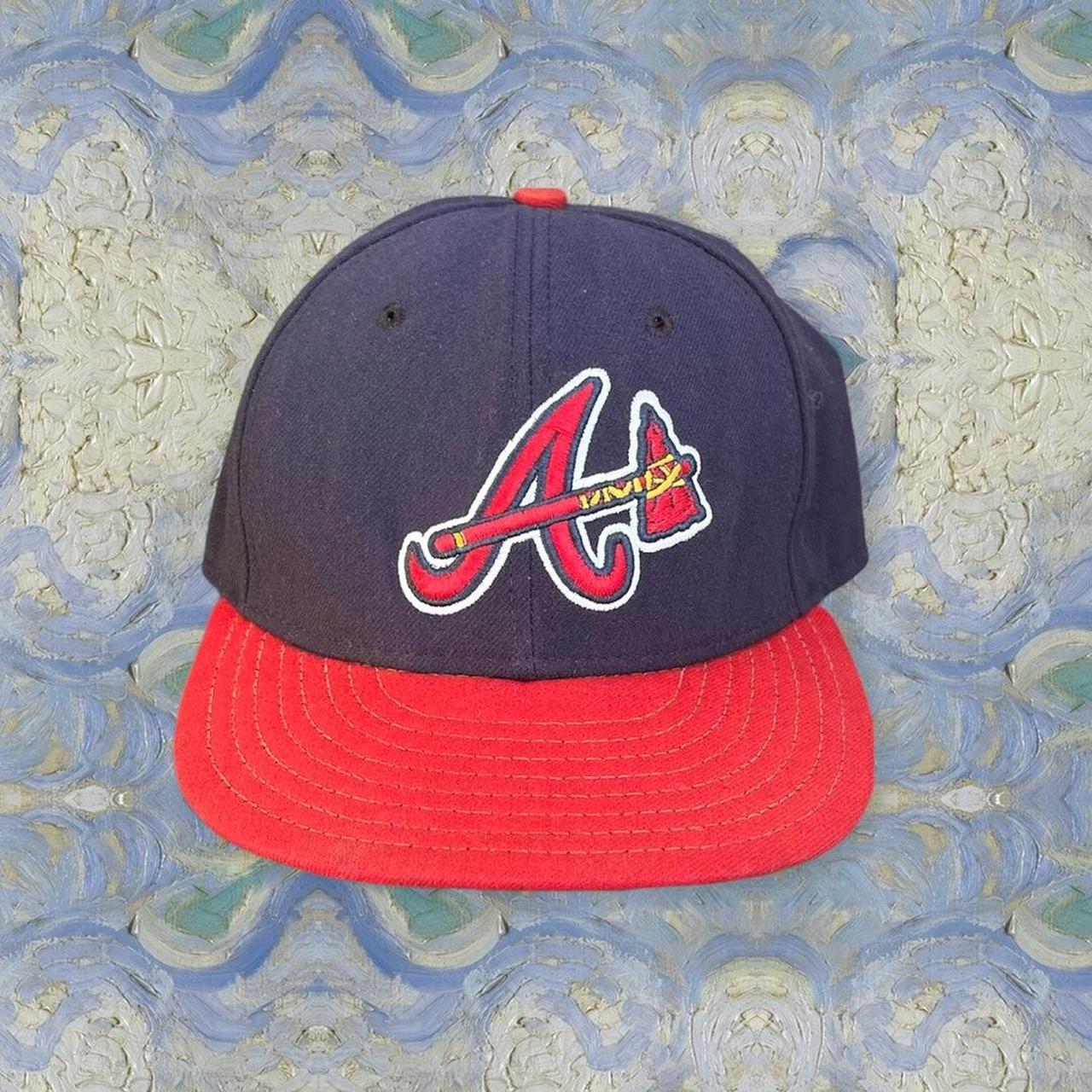 atlanta braves fitted cap mlb baseball 7 1/8 new era - Depop