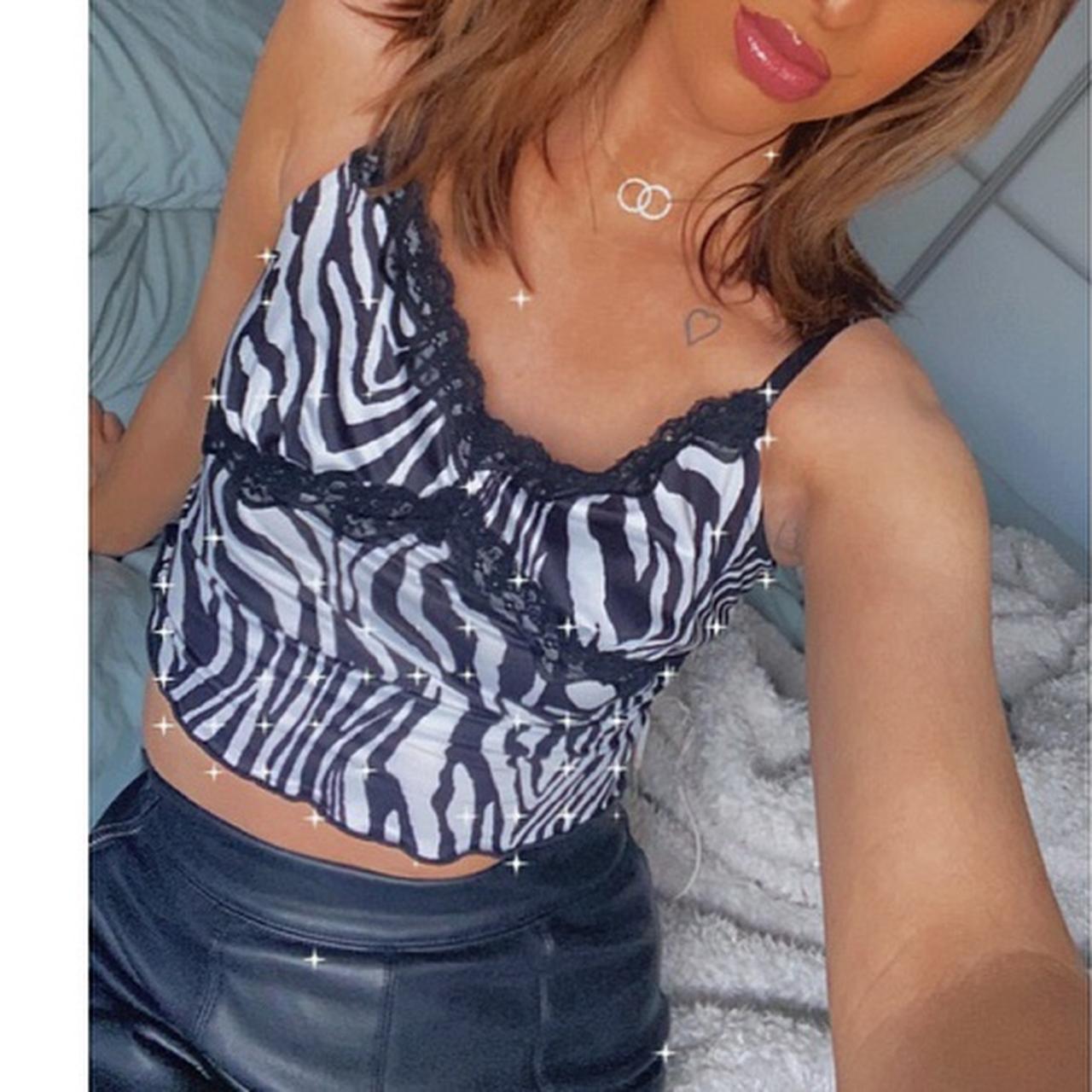 Zebra print cami top Size Xs best a fit size... - Depop