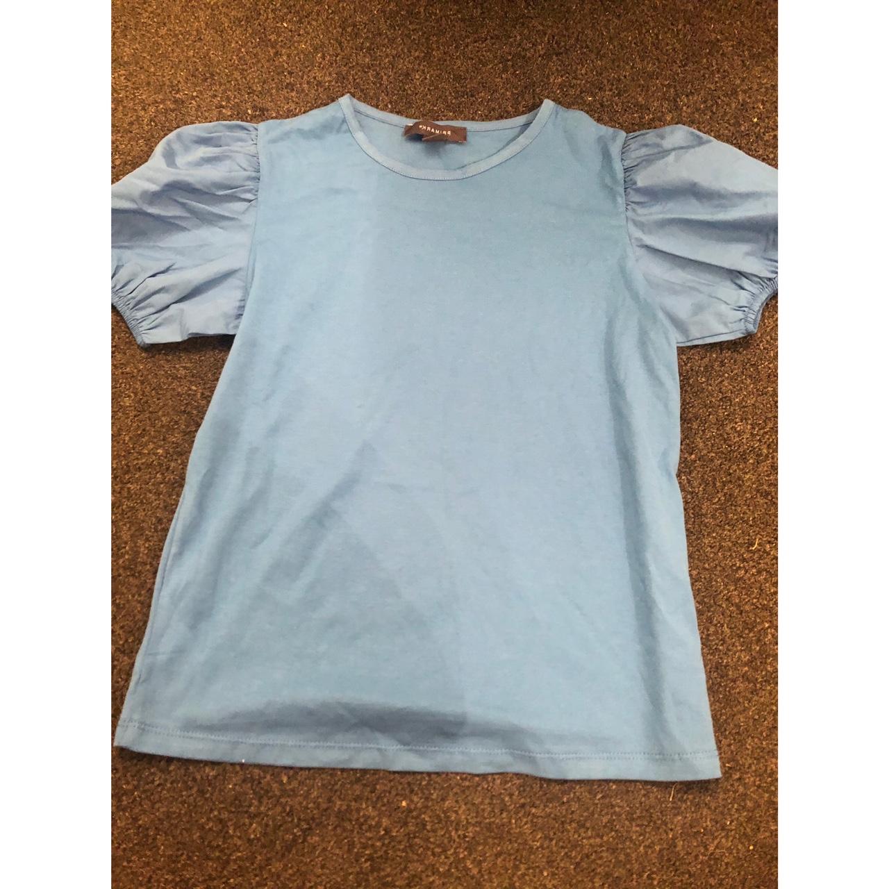 Blue primark puff sleeve top Size Xs fit a size... - Depop