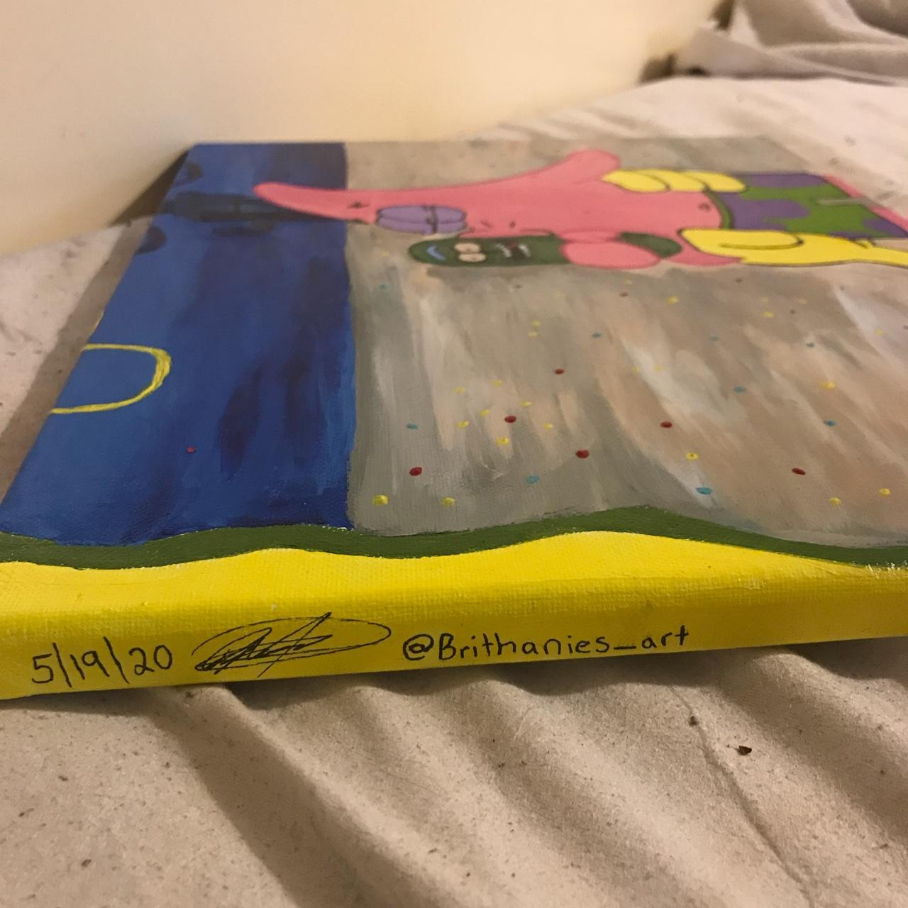 Patrick Star Kissing Pickle Rick - Hand painted... - Depop