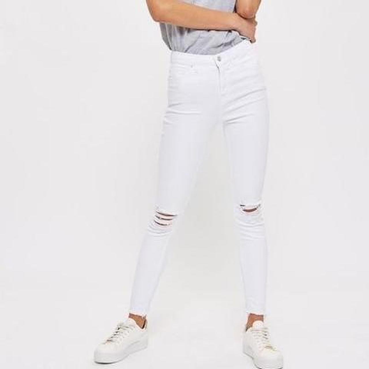 Topshop white ripped Jamie Jeans W26 L28, like new,... - Depop