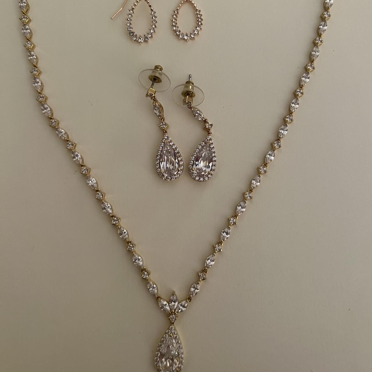 Gold/stone jewelry set Included: 2 pairs of... - Depop
