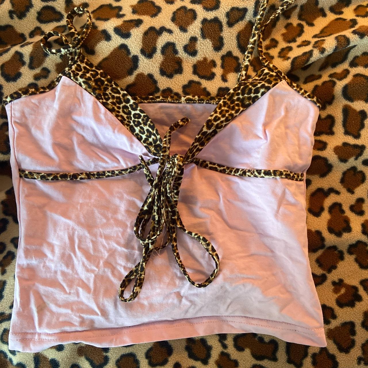 X2 pink y2k leopard cami tops Size medium for both... - Depop