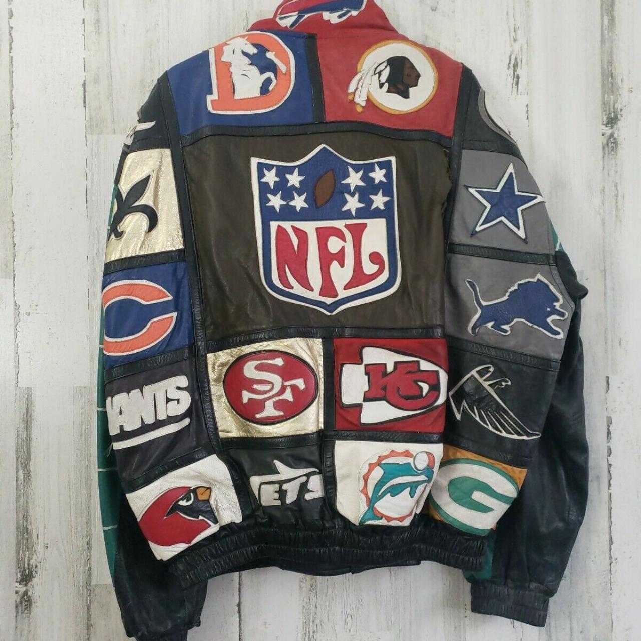 NFL Vintage Custom Handmade Leather Bomber Jacket... - Depop