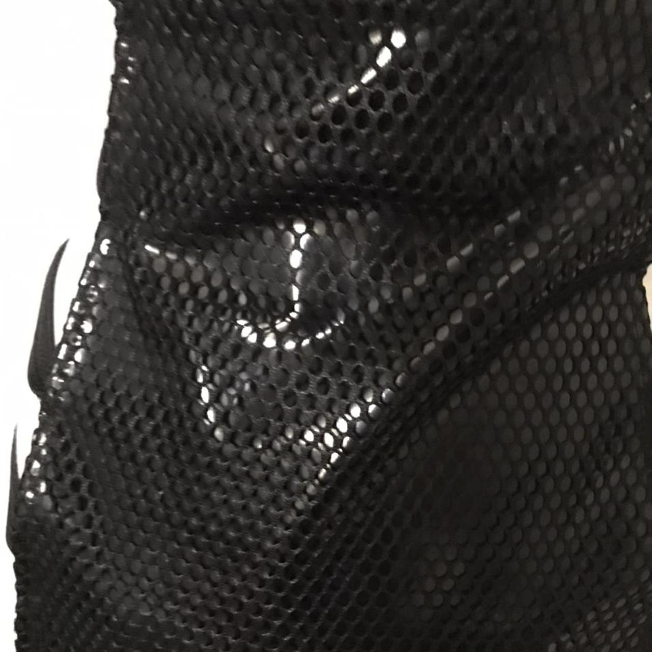 Black sheen pvc cut away mini dress Size S Brand... - Depop