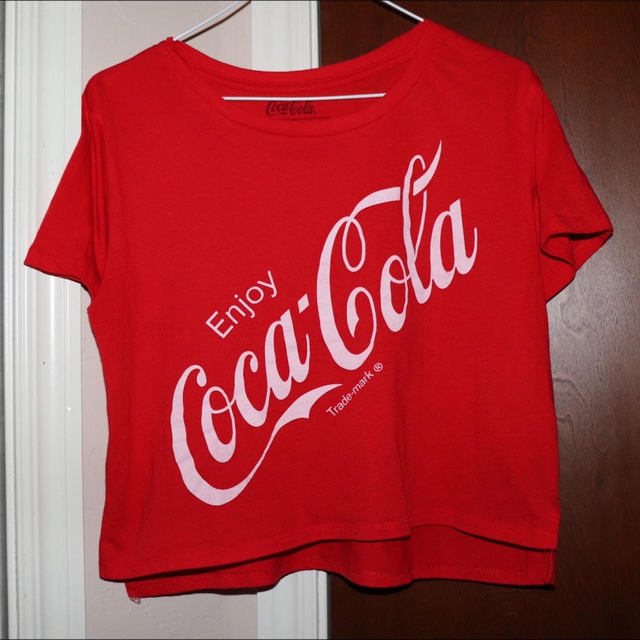 Coca-Cola Women's Red and White Crop-top | Depop