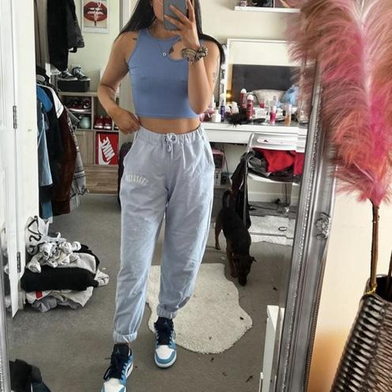 Trapstar powder/baby blue joggers as seen on Maya... - Depop