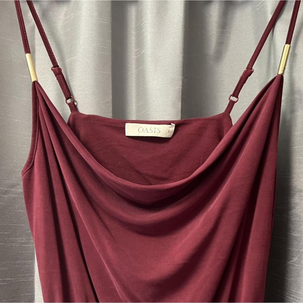 Long Burgundy/Red Figure Hugging Oasis... - Depop