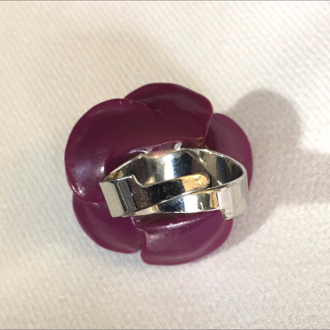 Y2K Pink Flower Acrylic Resin Ring Adjustable size... - Depop