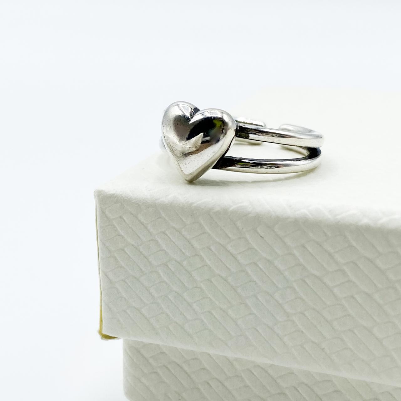 Heart Dome Ring is made of sterling silver plated... - Depop