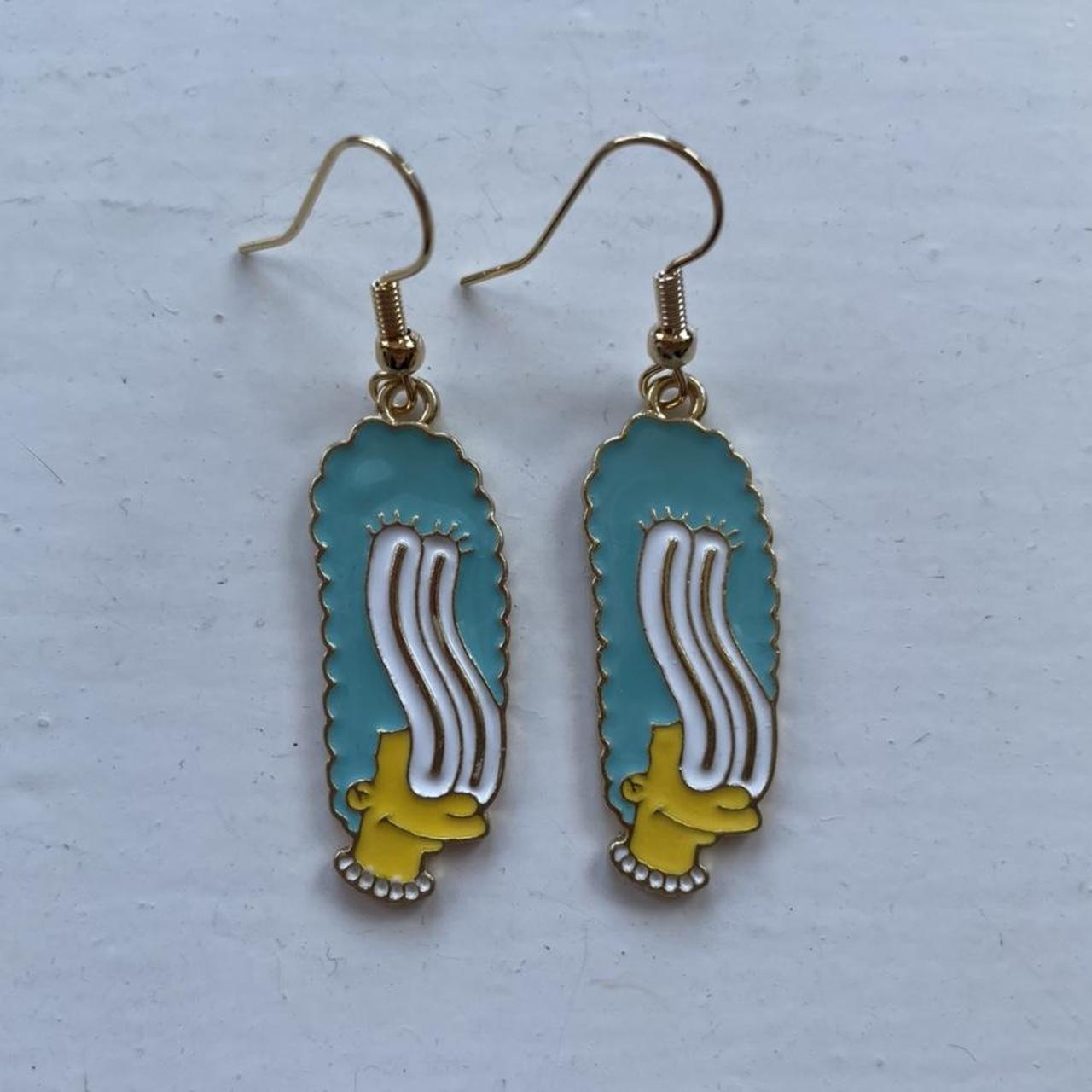 Trippy Marge Simpson earrings 💙 Handmade with enamel... - Depop
