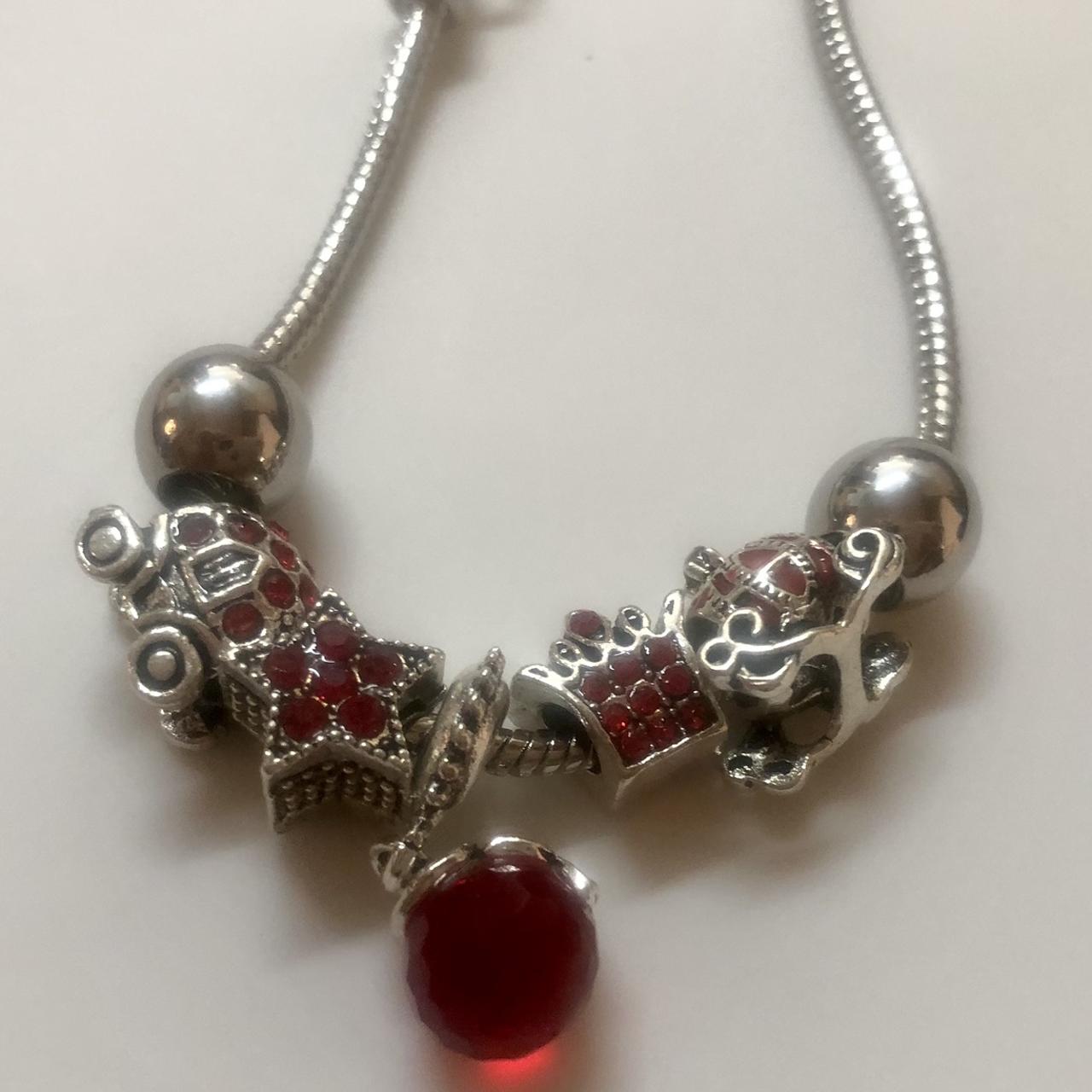 PANDORA Women's Silver and Red Jewellery | Depop