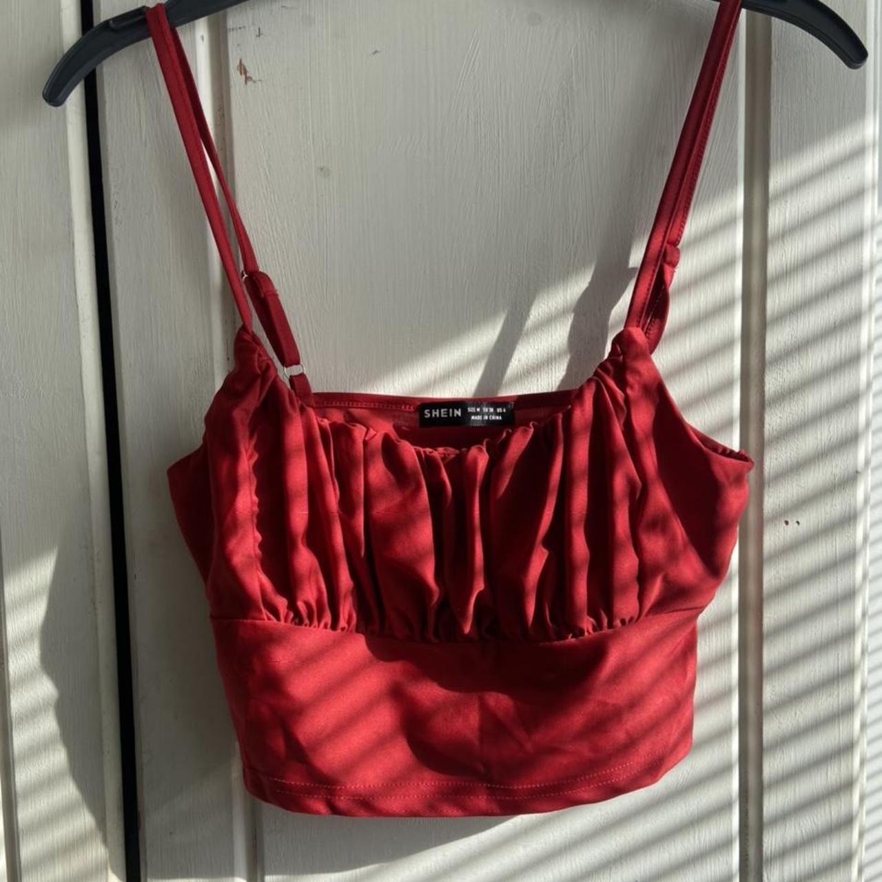 SHEIN Women's Red Crop-top | Depop