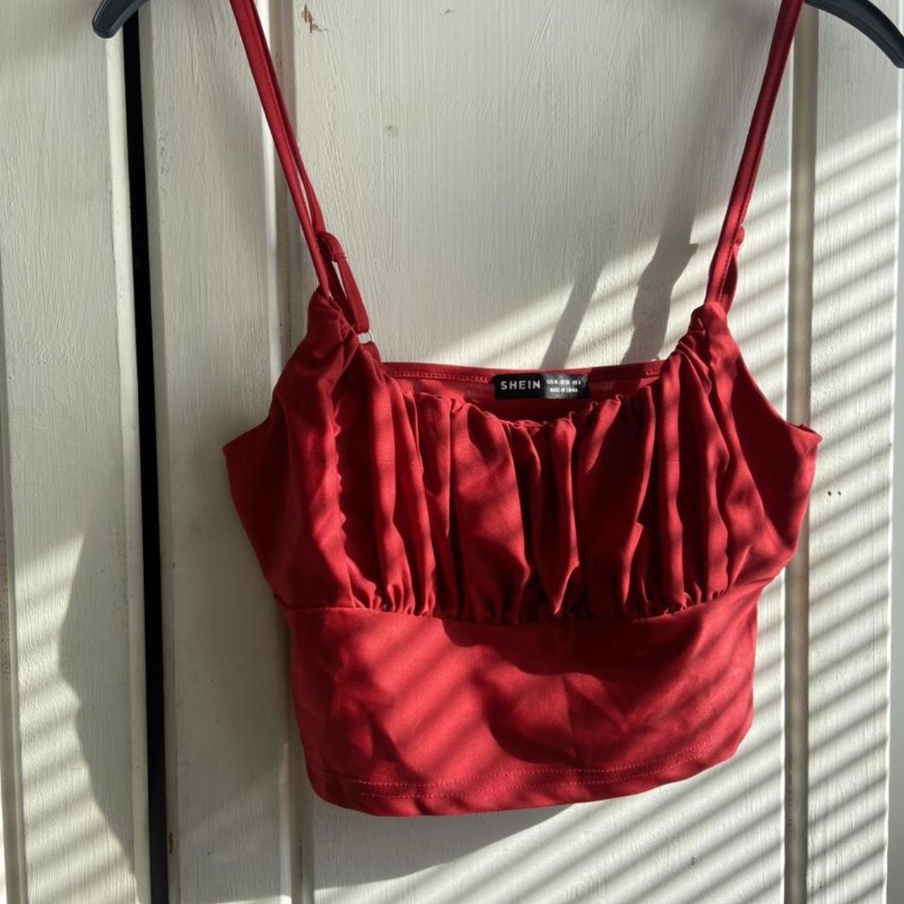 SHEIN Women's Red Crop-top | Depop