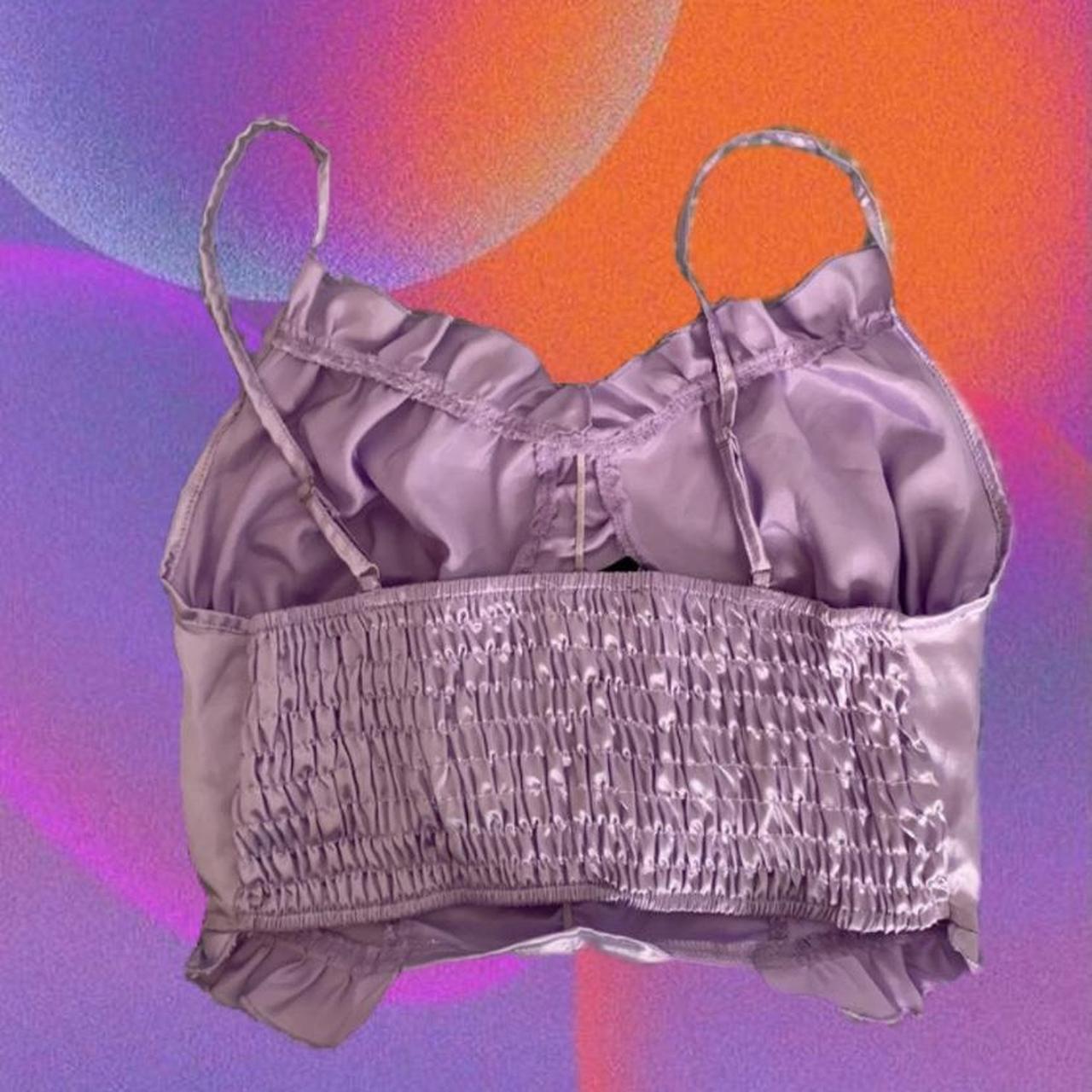 Purple Satin Ruched Crop Top π Stretchy Depop