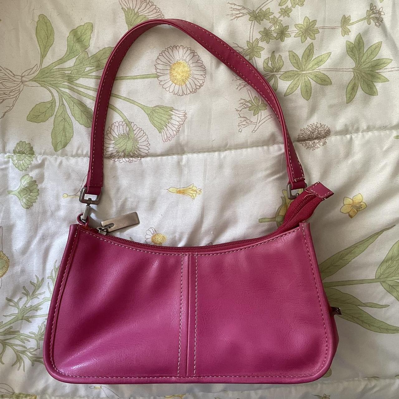 Hot pink mini handbag! The inside is a bit stained... - Depop
