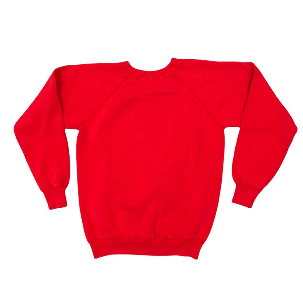 Vintage 80s Red Hanes Blank Crewneck Sweater Size:... - Depop