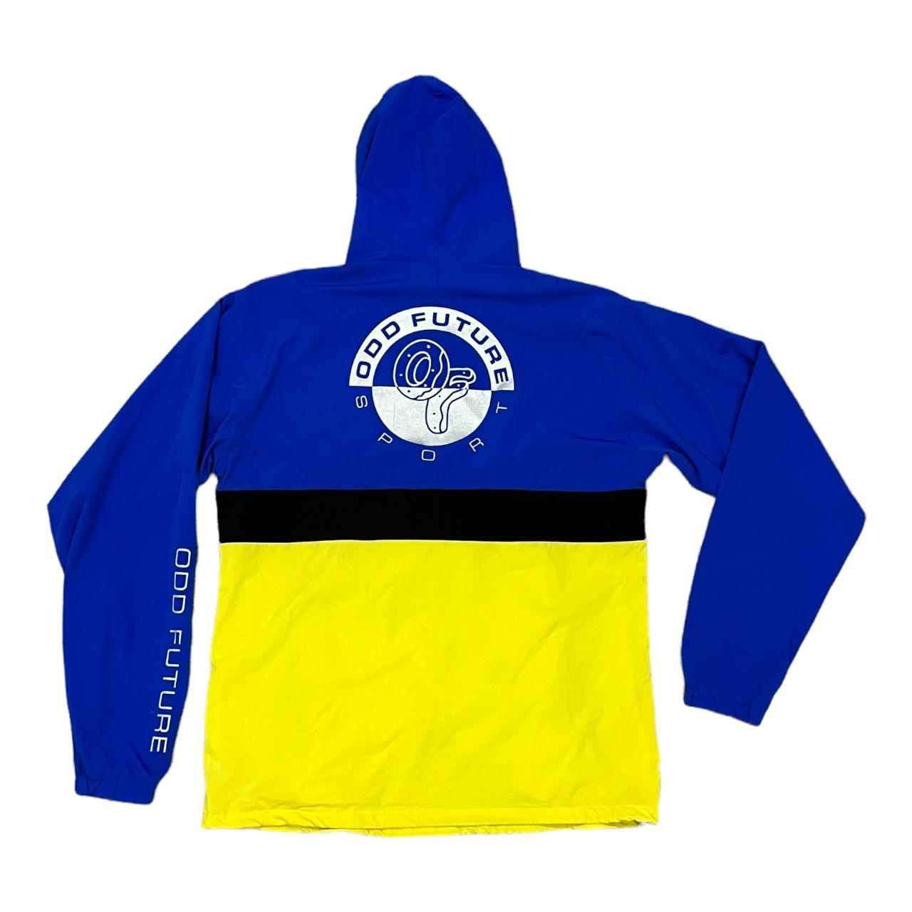 Odd Future Blue/Yellow Colorblock Anorak Windbreaker... - Depop