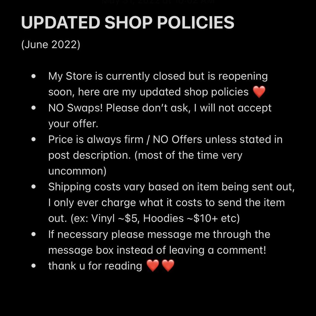 UPDATED Shop Policies - PLEASE READ BEFORE MESSAGING... - Depop