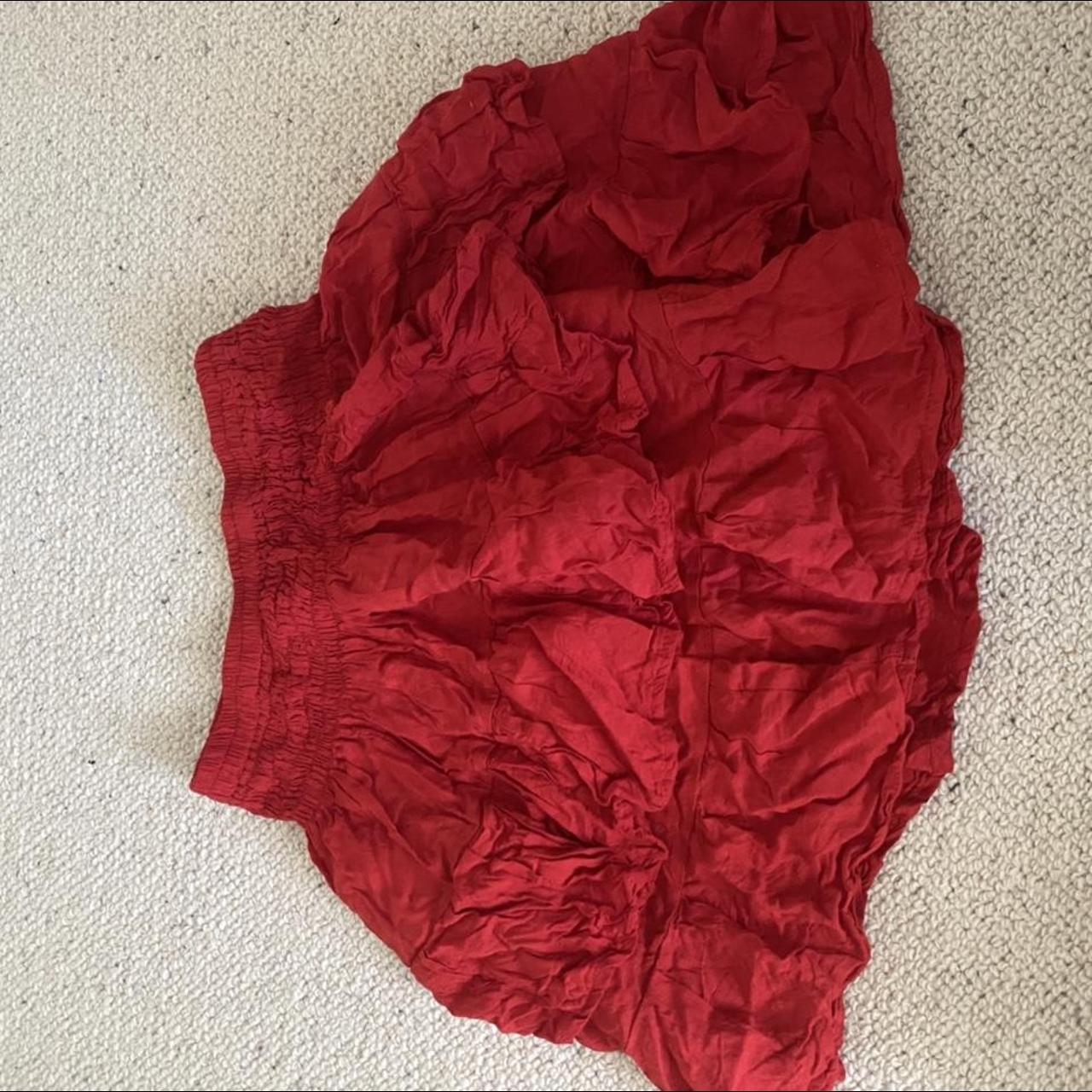 red layered ruffle skirt ️ suuuper stretchy elastic... - Depop