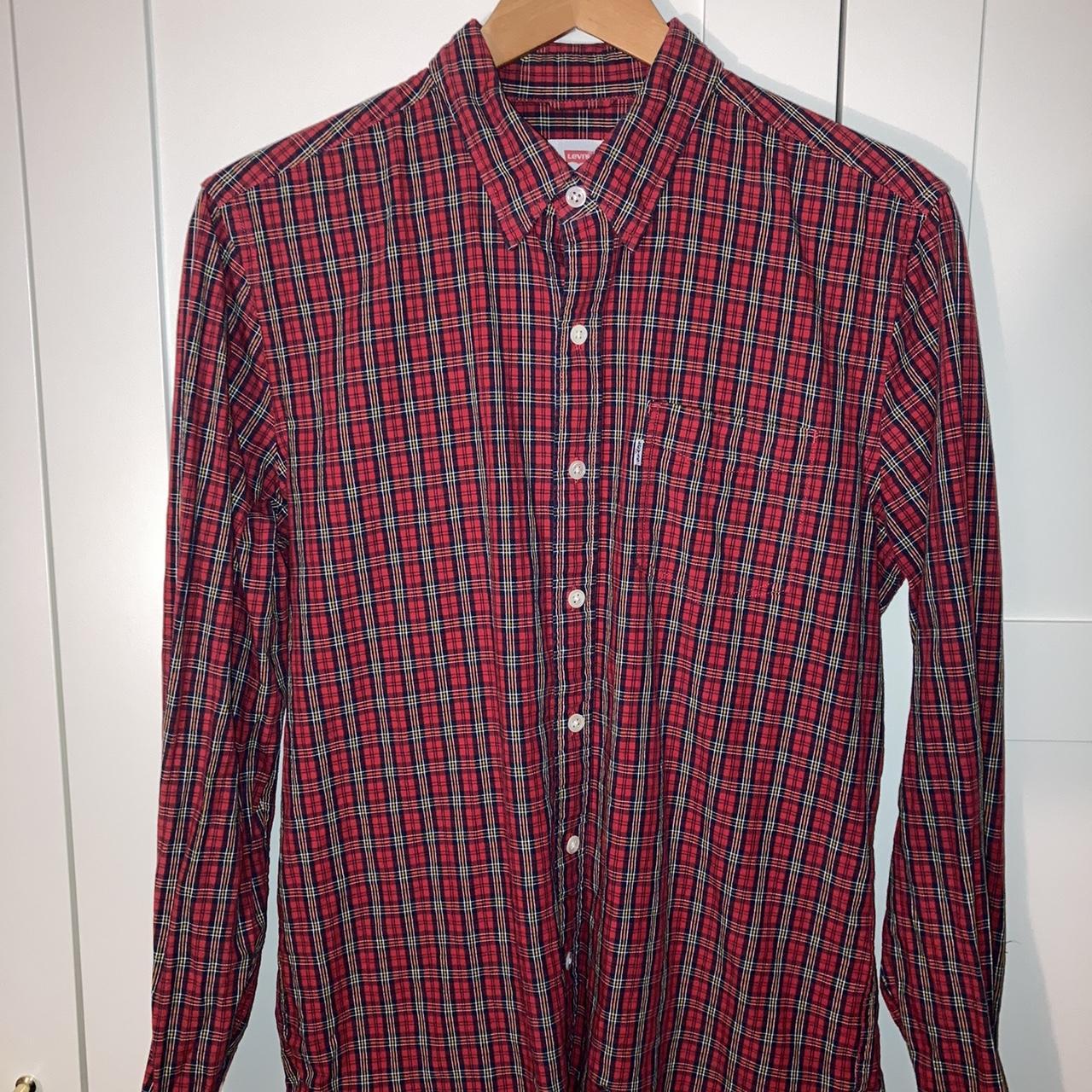 Levi’s men’s red check shirt Size: Medium - runs... - Depop