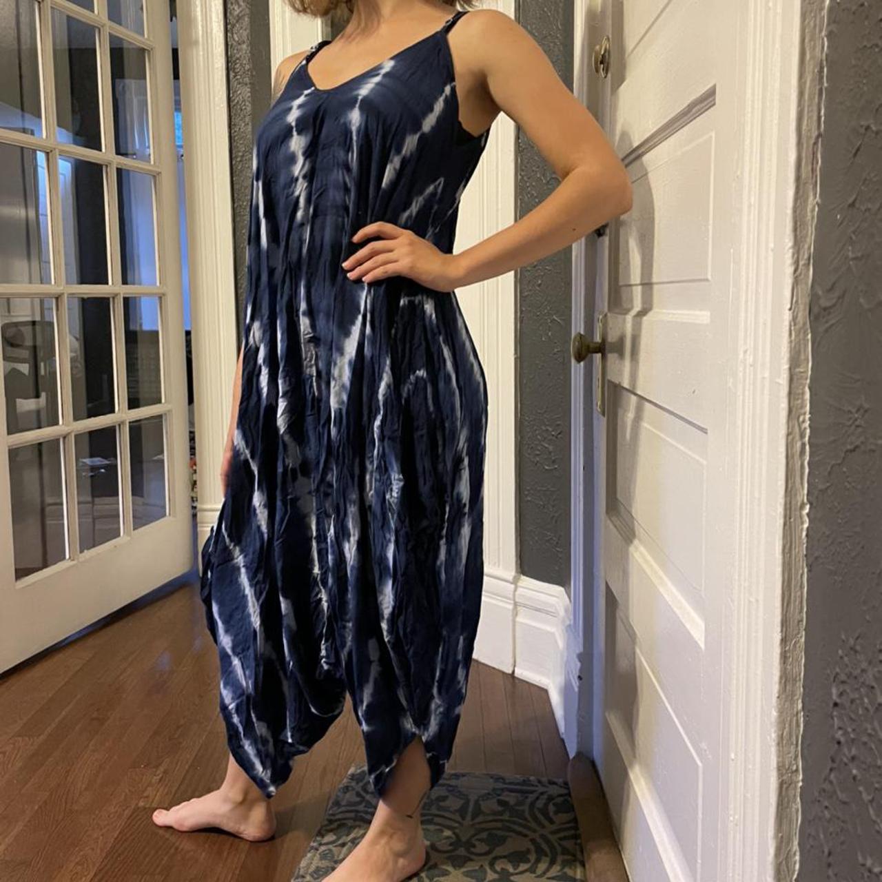 Riviera Sun Navy Tie-Dye Jumpsuit Casual jumpsuit... - Depop