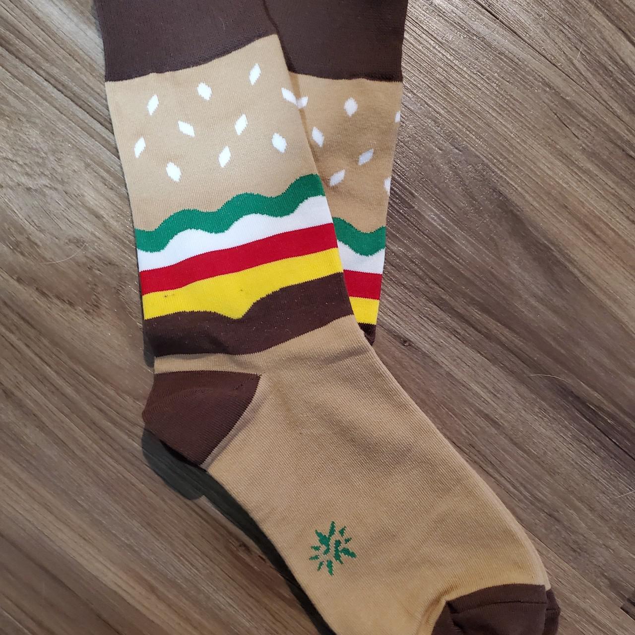 Burger socks Never worn, great gag gift or accent... - Depop