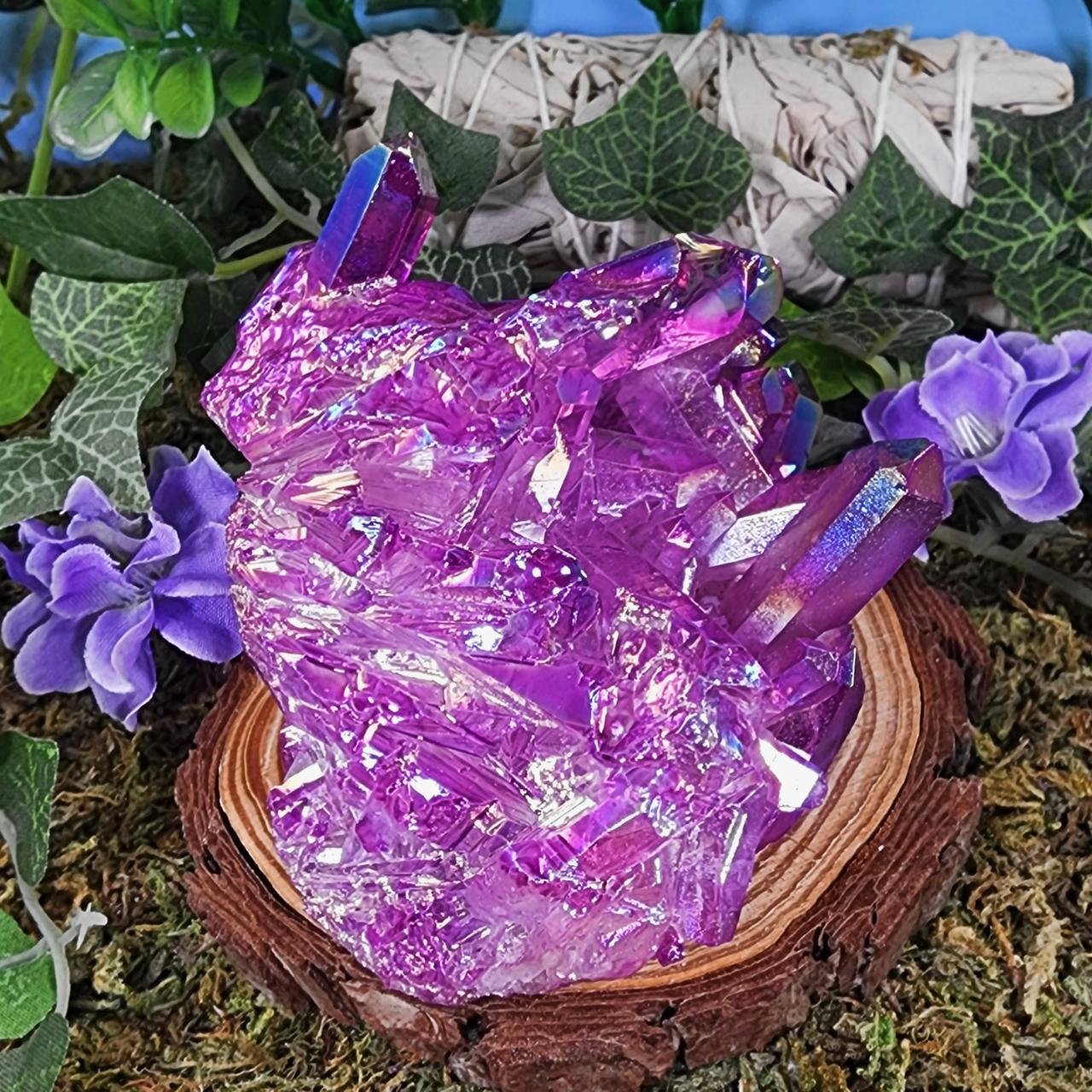 Purple Aura Quartz Crystal Cluster #6 Each listing... - Depop