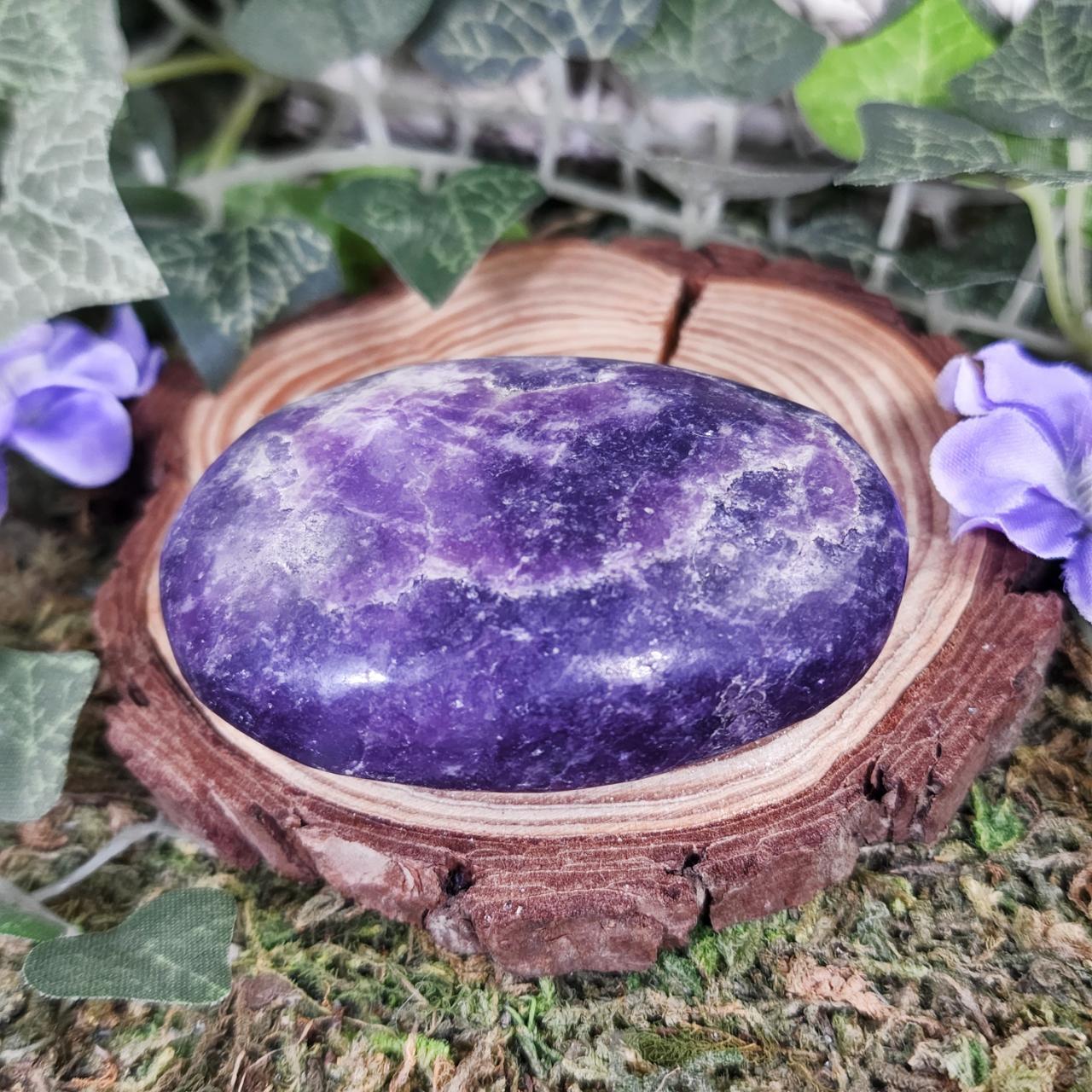 Purple Lepidolite Crystal Palm, Worry Stone #1 Each... - Depop