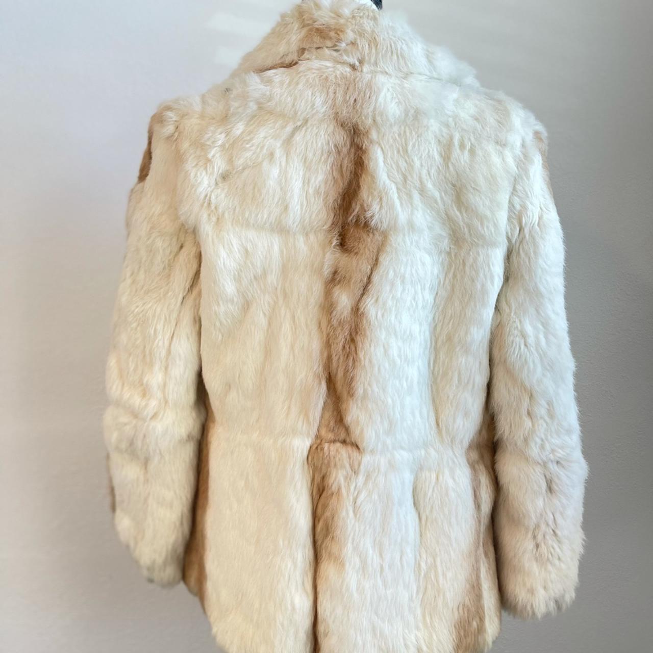 Split End White & Beige Fur Coat Size Medium... - Depop