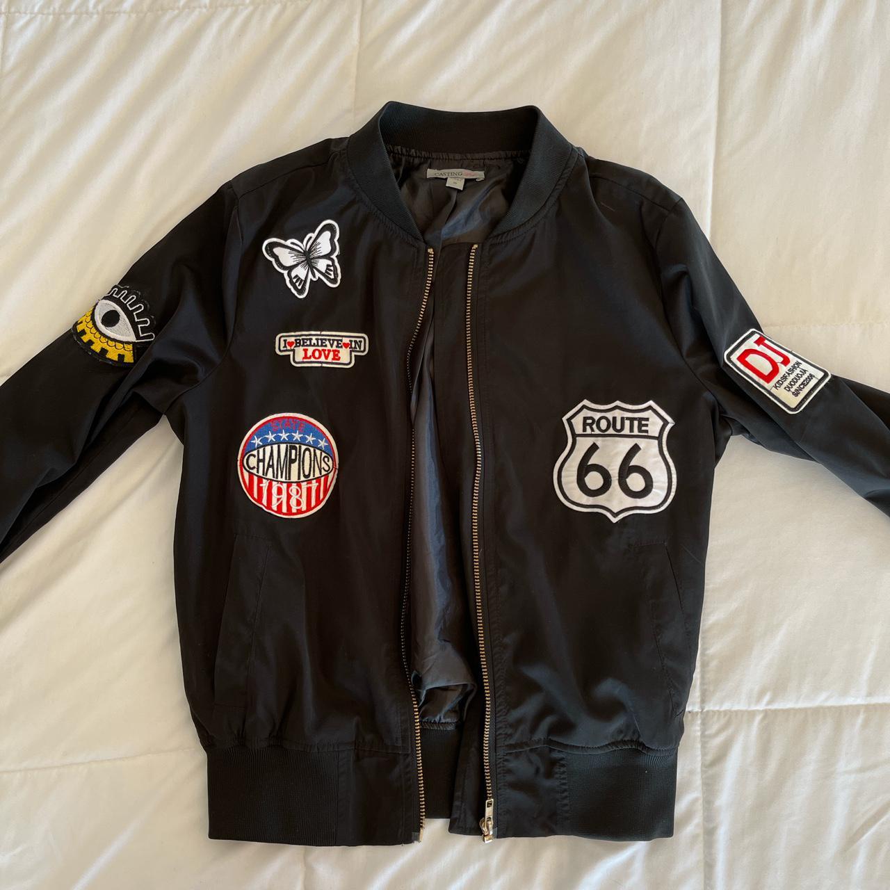 bomber jacket w patches. brand is casting la but... - Depop