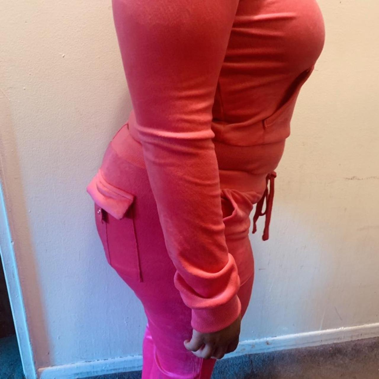 Pink comfy y2k track suit flair pants women large... - Depop