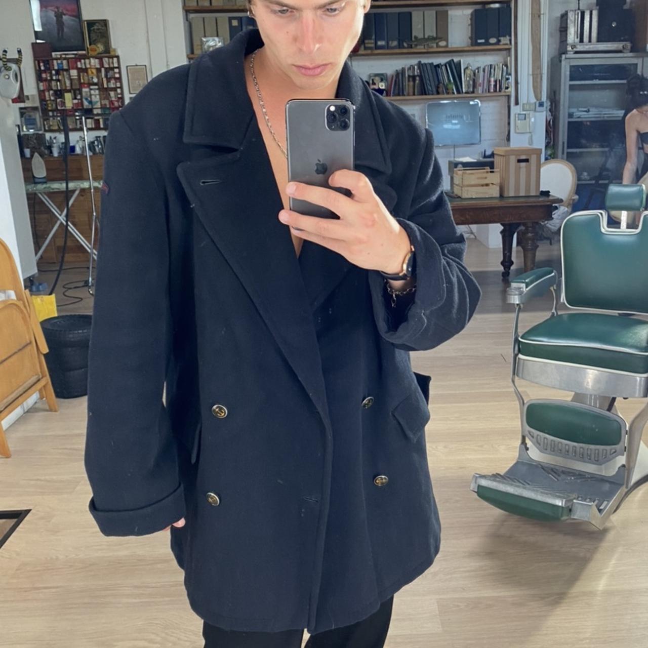 Unisex Paul&Shark coat in navy blue, wool and... - Depop