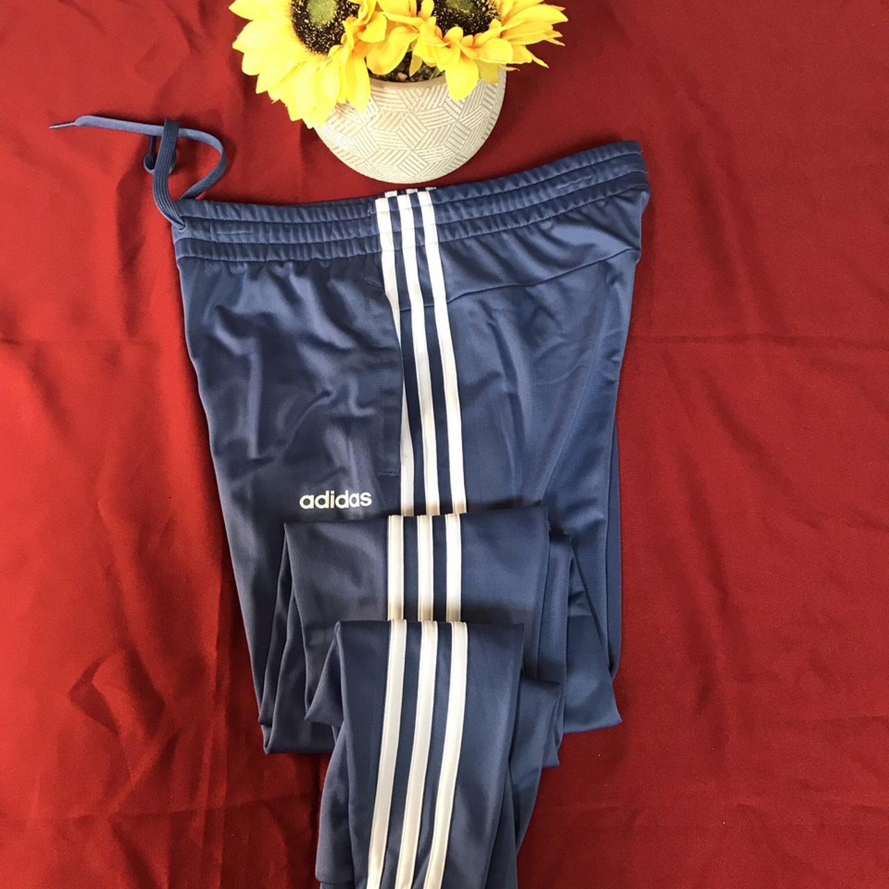 New men’s style tiro blue with white stripes sweatpants - Depop
