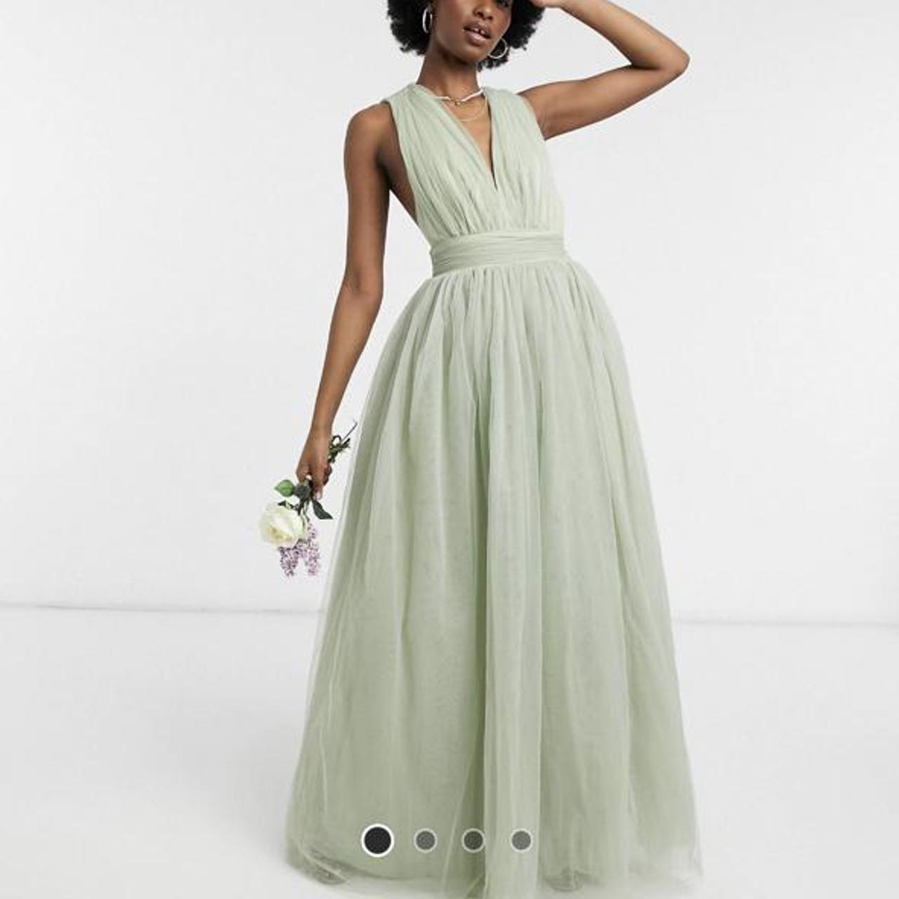 ASOS tule light green formal dress, size 10 Brand... - Depop
