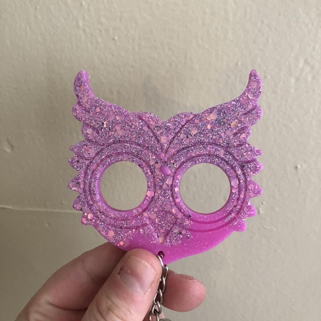 bubble gum pink self defense owl keychain. Handmade... - Depop