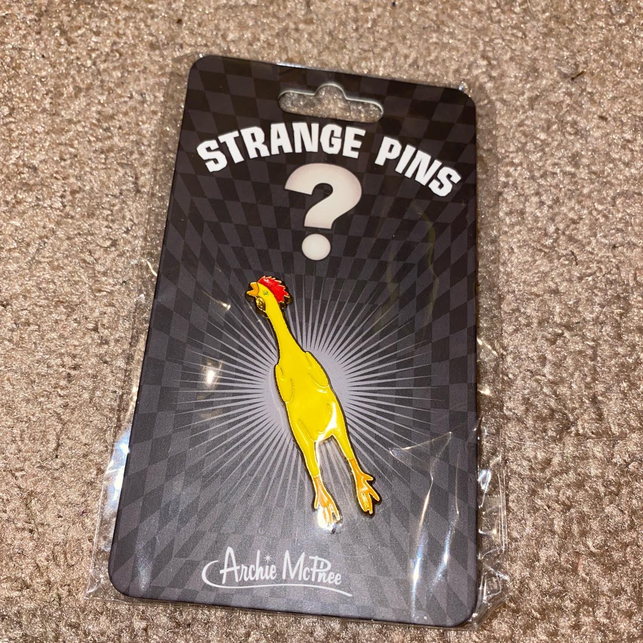 Strange pins by Archie McPhee rubber chicken 🐓 pin... - Depop