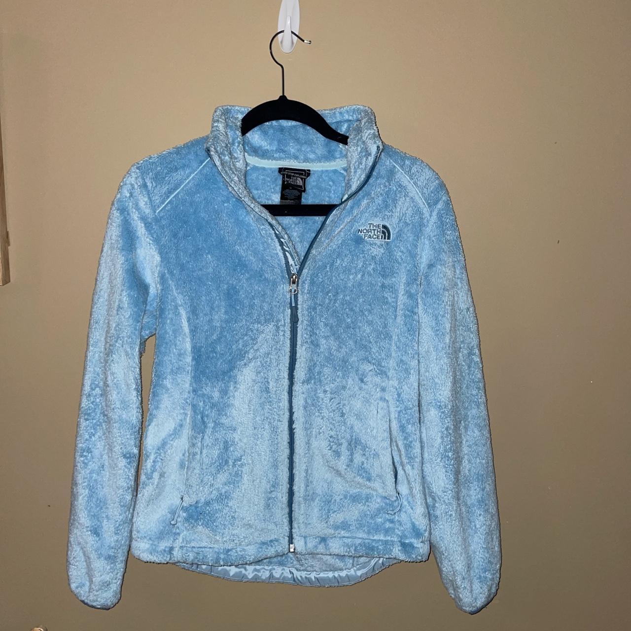 Light Blue Fuzzy North Face Jacket Women’s Small in... - Depop