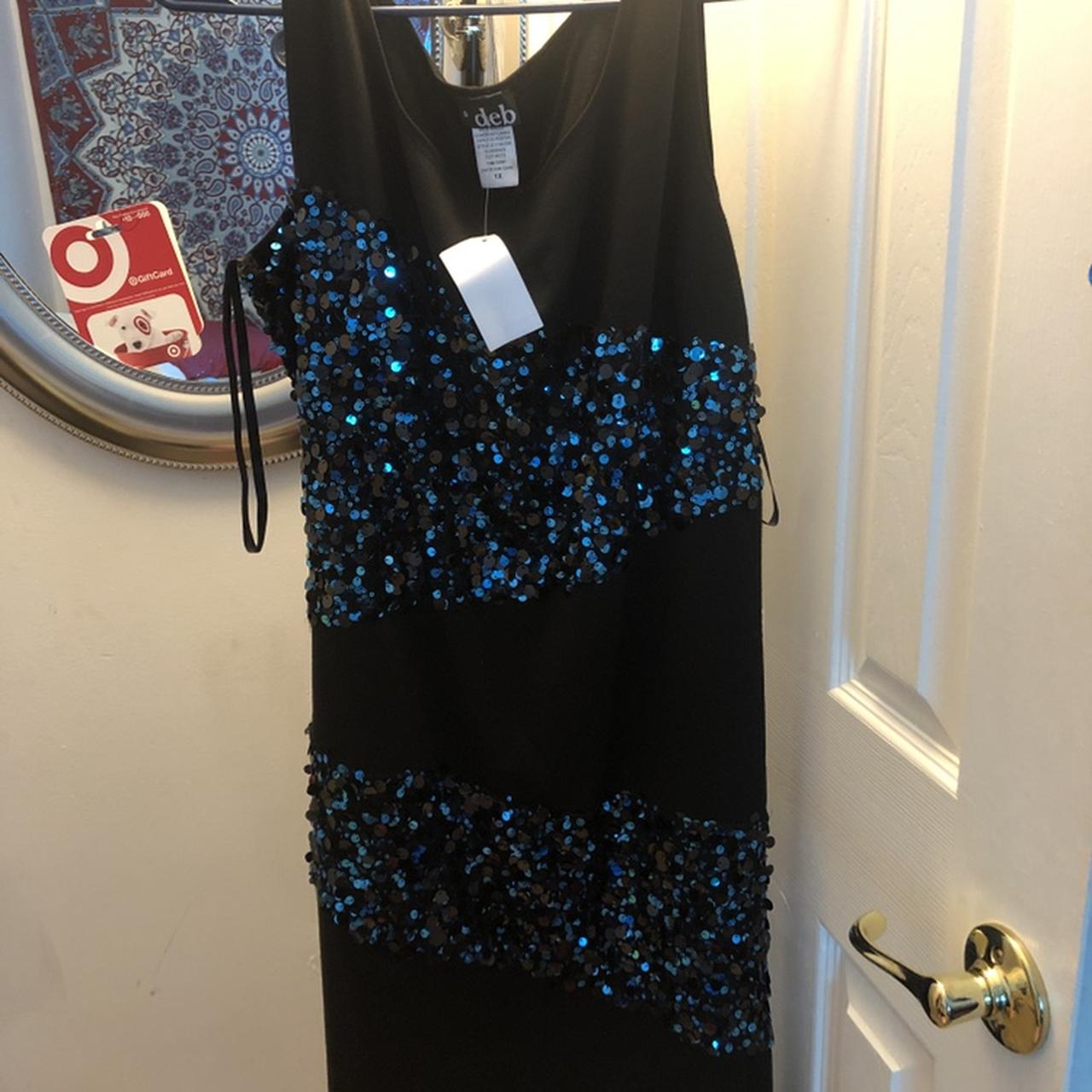 Deb dark blue and black sequin bodycon dress.... - Depop