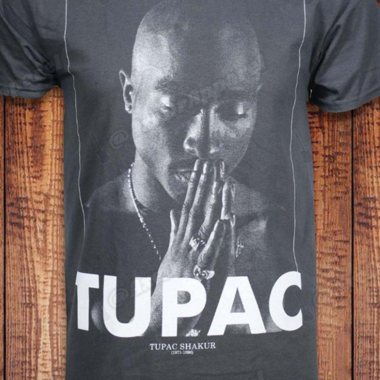 Tupac Praying Charcoal Heather T-Shirt - Multiple... - Depop