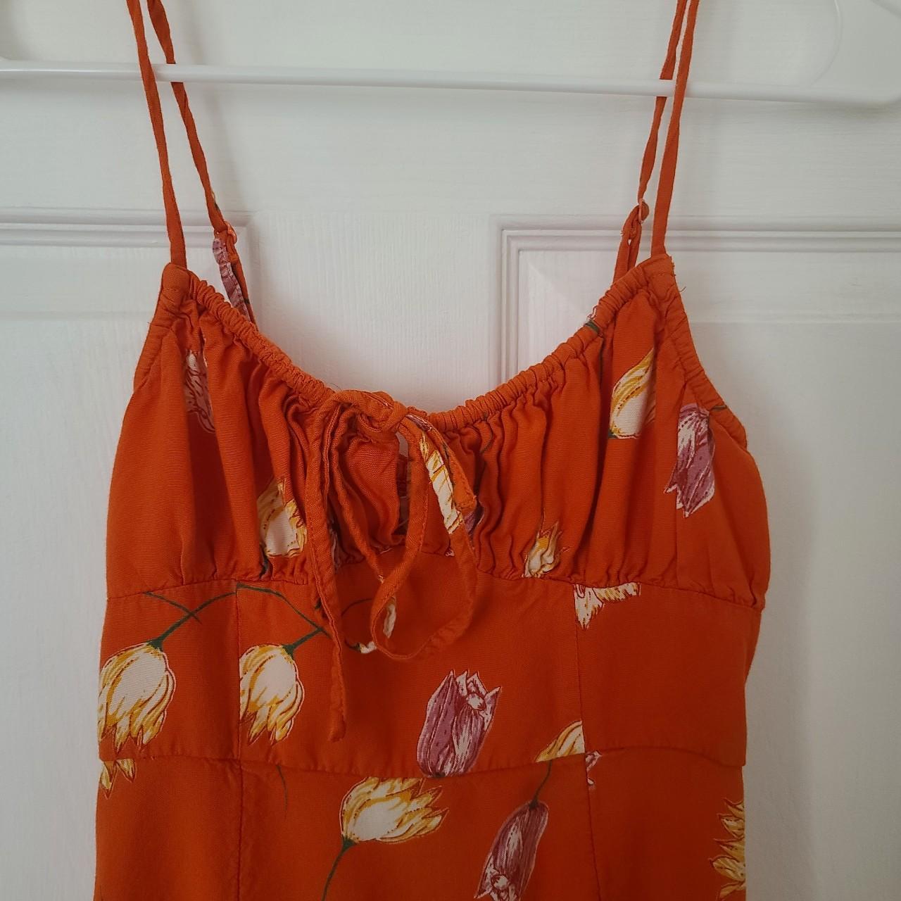 Urban Outfitters Orange Floral Summer Dress Depop