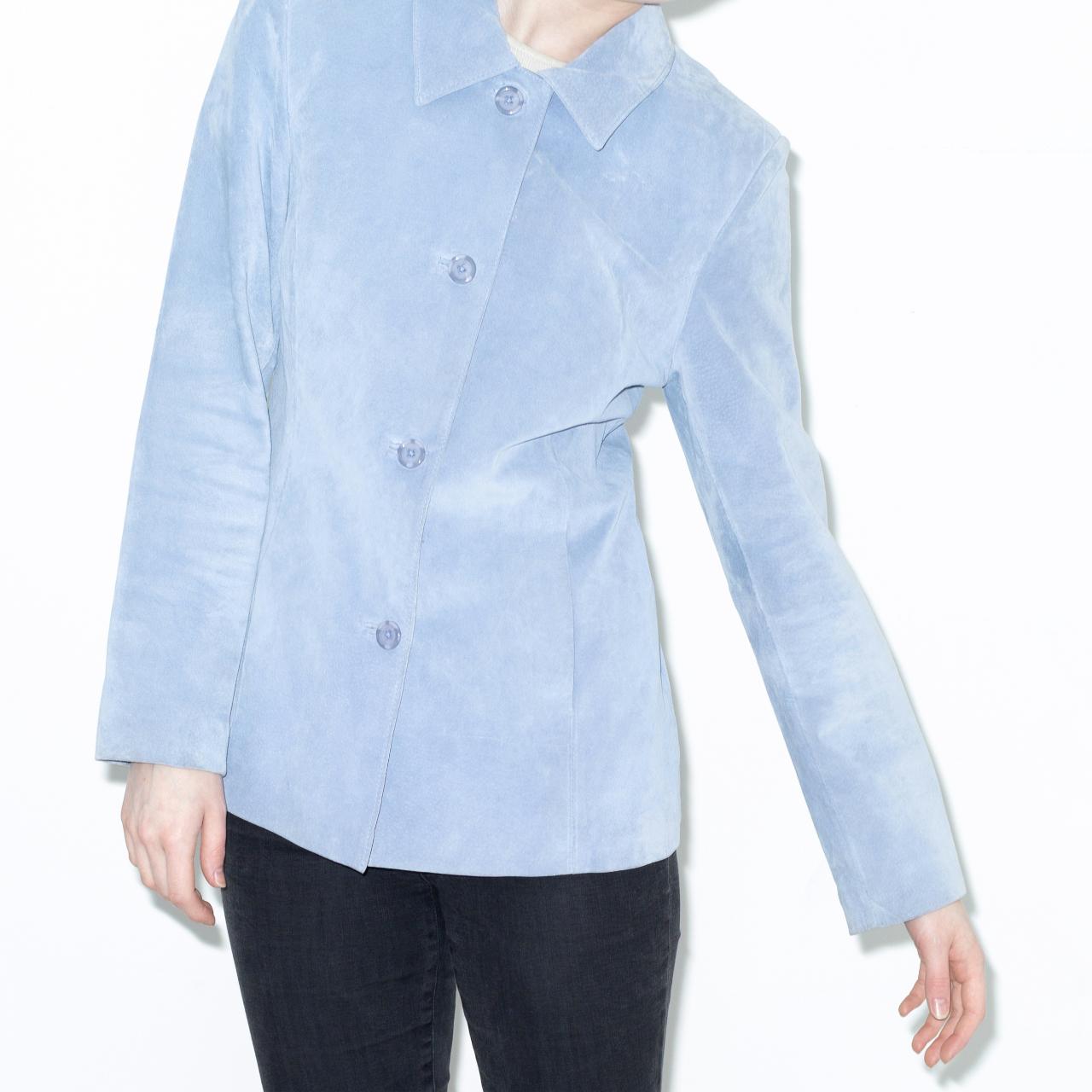 periwinkle blue suede jacket of your... - Depop