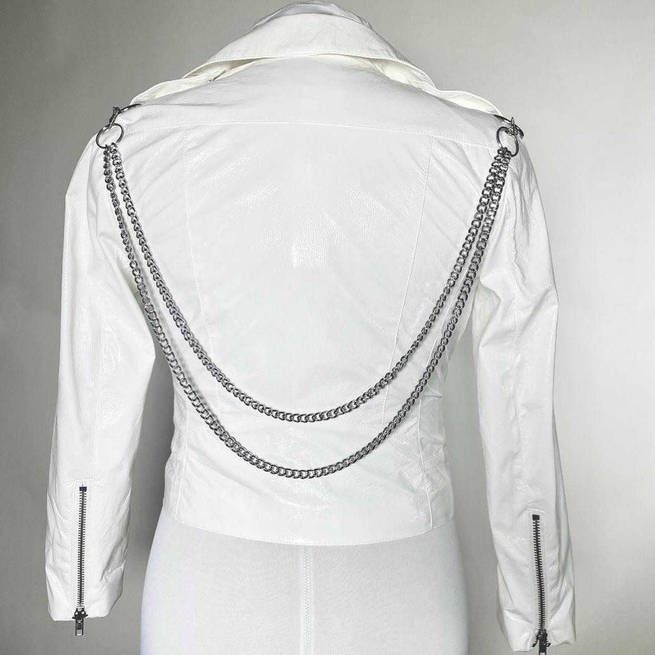Vinyl pvc shiny white vegan moto jacket by Mode... - Depop