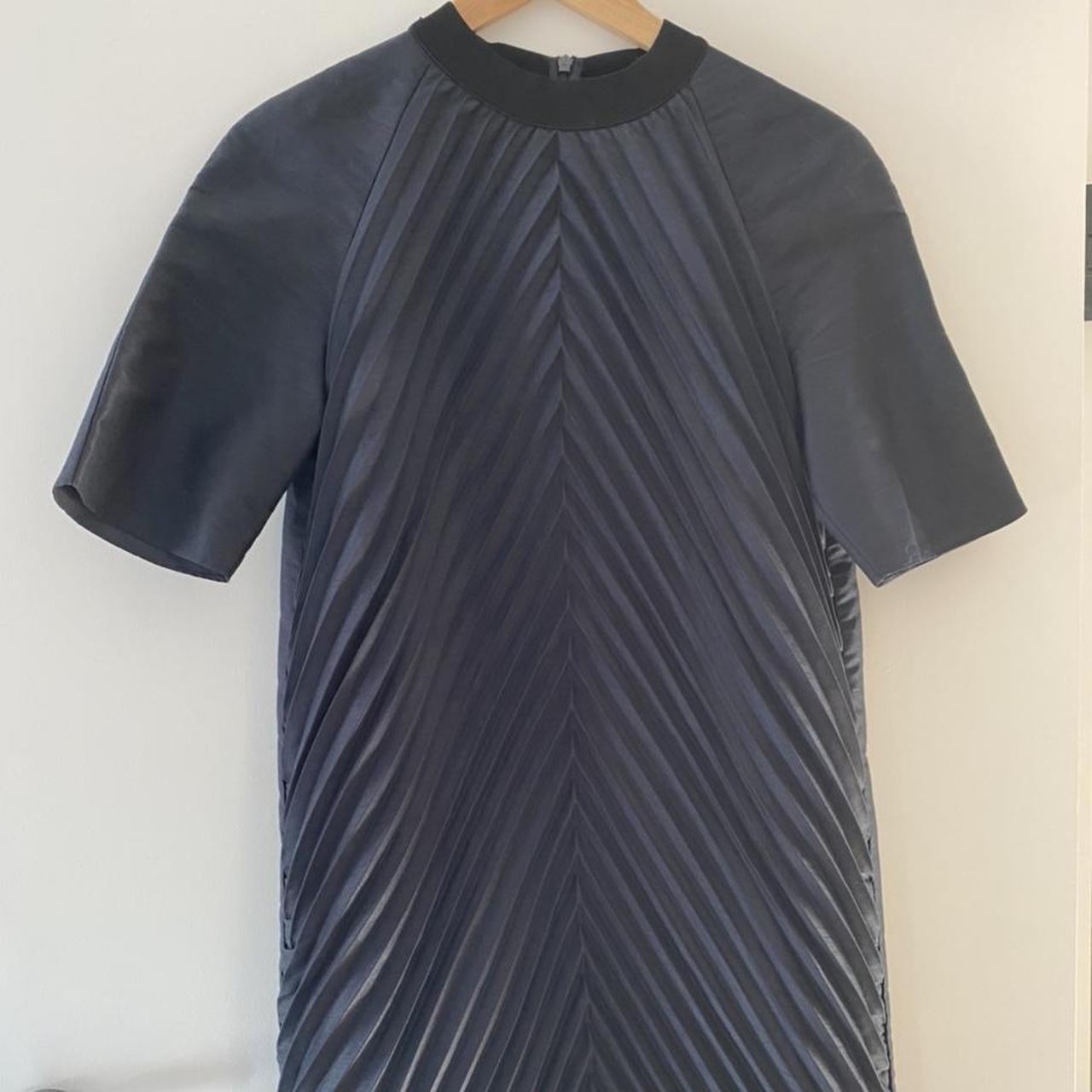 COS Pleated Navy Shift Dress Size 36 (EU 6) Pleats... - Depop