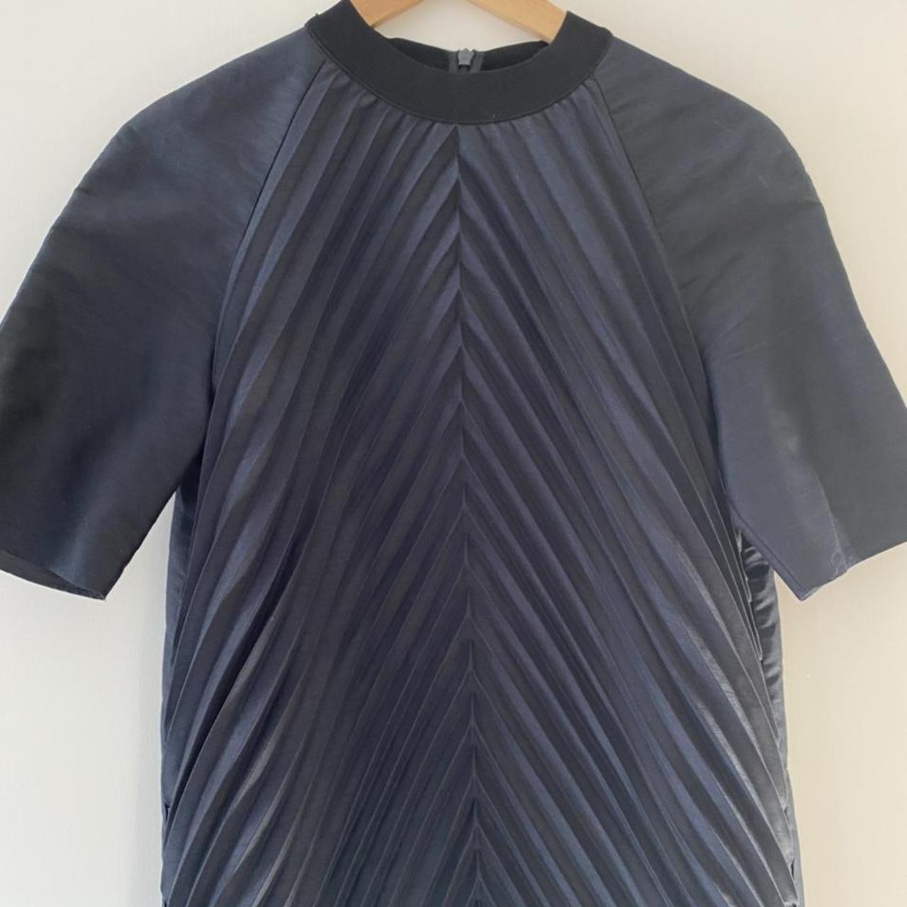 COS Pleated Navy Shift Dress Size 36 (EU 6) Pleats... - Depop