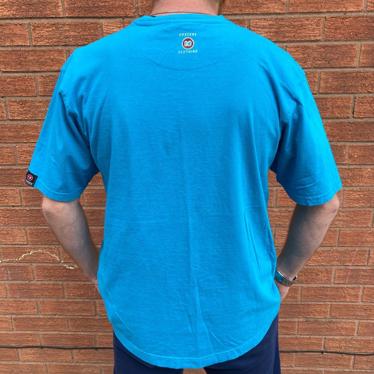 Obscene clothing graphic t-shirt blue size xl. This... - Depop