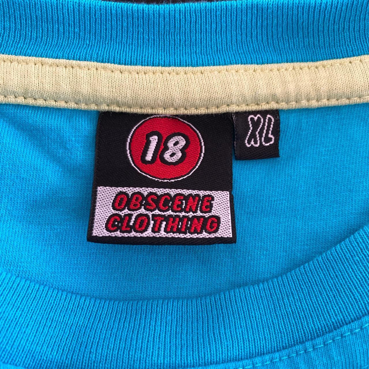 Obscene clothing graphic t-shirt blue size xl. This... - Depop