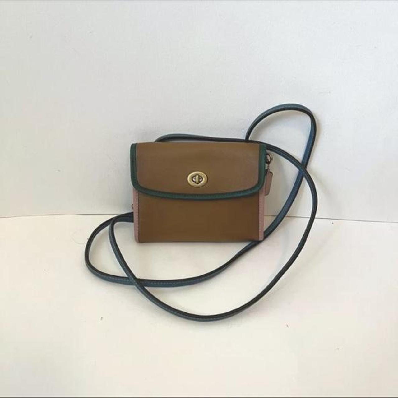 Womens Coach Tan Gold Detail Leather Wallet On Strap... - Depop