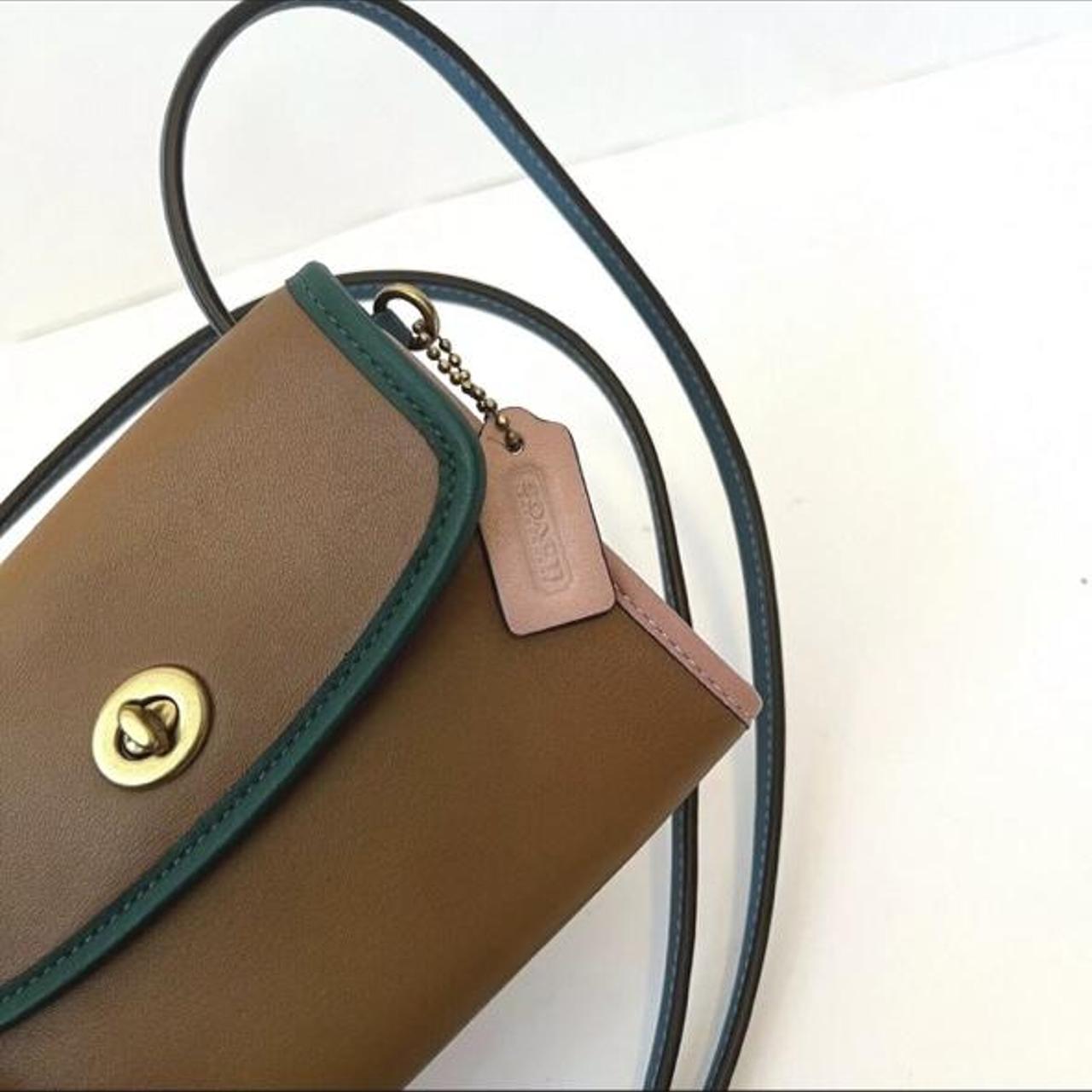 Womens Coach Tan Gold Detail Leather Wallet On Strap... - Depop