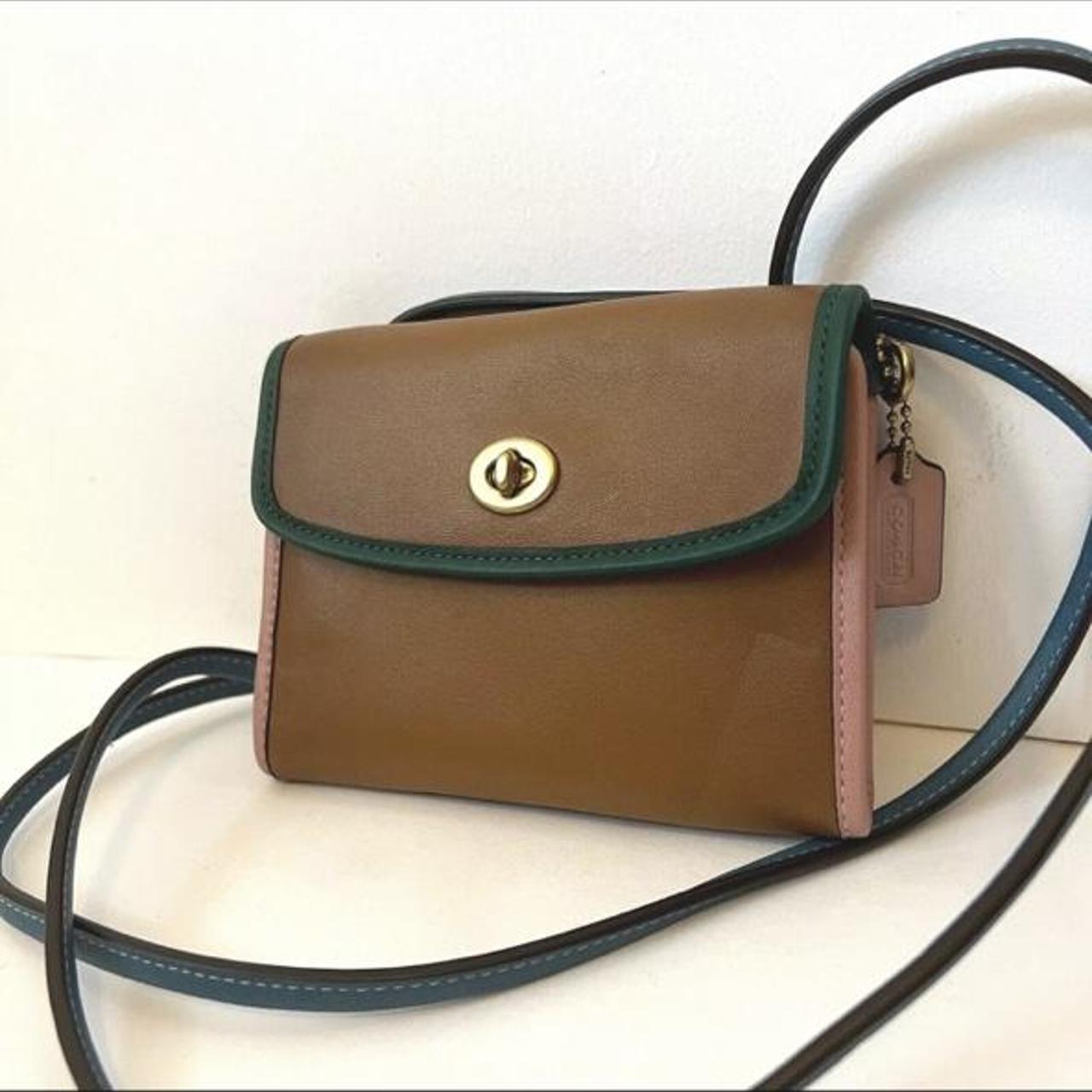 Womens Coach Tan Gold Detail Leather Wallet On Strap... - Depop